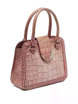 AIGNER Crocodile Embossed Leather Top Handle Bag