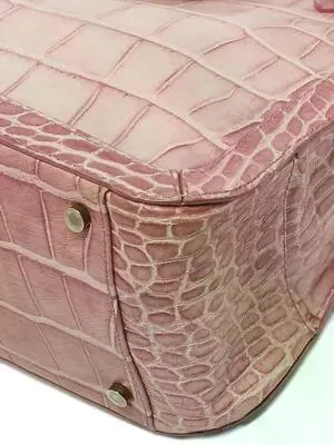 AIGNER Crocodile Embossed Leather Top Handle Bag