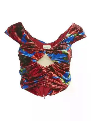 Magda Butrym Printed Velvet Crop Top