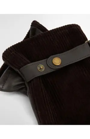 Barbour Nelson Waterproof Corduroy And Leather Touchscreen Gloves