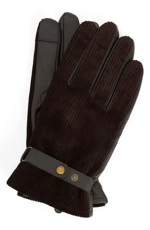 Barbour Nelson Waterproof Corduroy And Leather Touchscreen Gloves