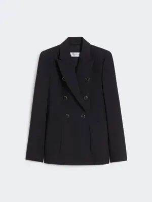 Max Mara Wool-blend Seersucker Double-breasted Blazer - Ultramarine