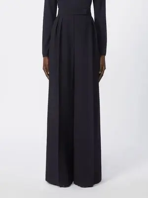 Max Mara Wool Seersucker Wide-leg Trousers