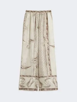 Max Mara Printed Silk Trousers - Ivory