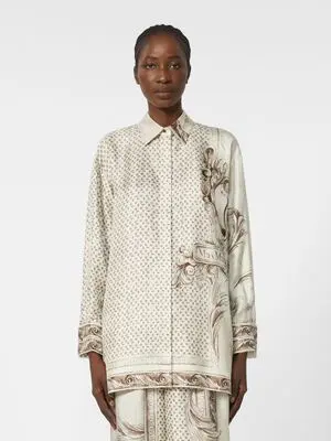 Max Mara Printed Silk Twill Shirt - Ivory