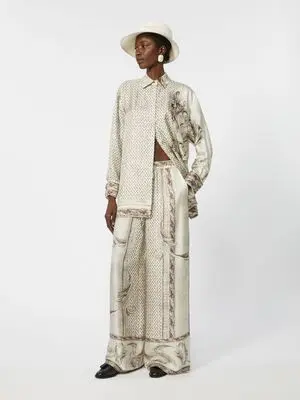 Max Mara Printed Silk Twill Shirt - Ivory