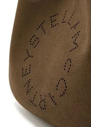 Stella McCartney Logo Faux Suede Shoulder Bag - Moca