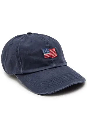 CHERRY LOS ANGELES Mini Flag Embroidered Cotton Cap - Navy