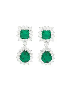 CZ BY KENNETH JAY LANE Crystal-embellished Rhodium-plated Drop Earrings - Green