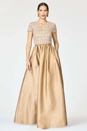 Sachin & Babi Embellished Short Sleeve Ball Gown