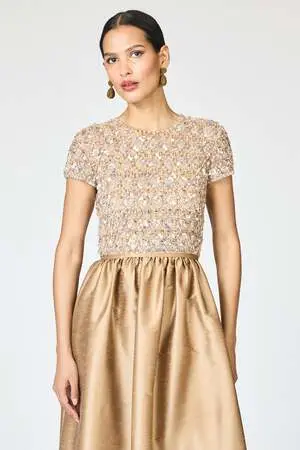 Sachin & Babi Embellished Short Sleeve Ball Gown