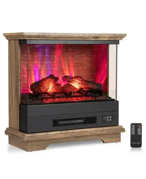 SUGIFT 27 Inch Freestanding Fireplace With Remote Control - Brown