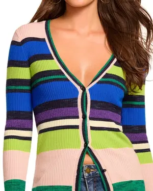 Ramy Brook Emma Striped Merino Wool Cardigan