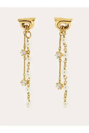 FERRAGAMO Gancini Double Drop Earrings - Gold