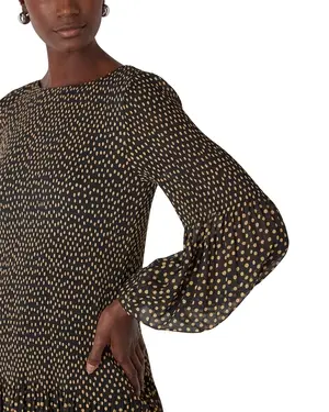Whistles Spot Print Plisse Midi Dress