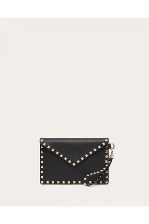 Valentino Garavani Rockstud Grainy Calfskin Pouch - Black