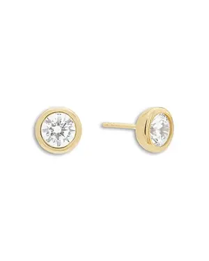 Shashi Cubic Zirconia Bezel Stud Earrings - Gold