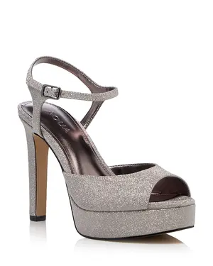 Aqua Poppy Platform Sandals - Silver