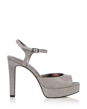 Aqua Poppy Platform Sandals - Silver