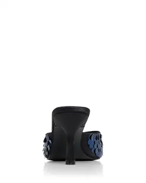 Aqua Shely Sequin Mules - Black