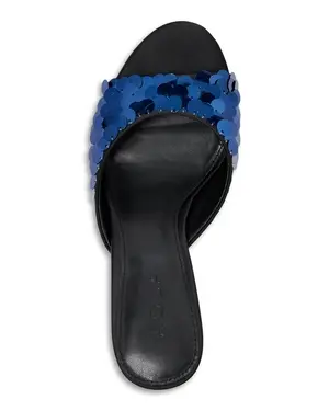 Aqua Shely Sequin Mules - Black