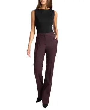 Santorelli Amara Virgin Wool Stretch Straight Leg Pants