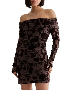 Nasty Gal Floral Devore Ruched Mini Dress