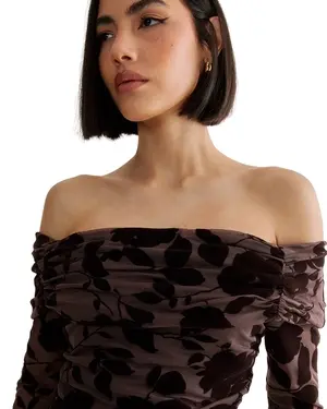 Nasty Gal Floral Devore Ruched Mini Dress