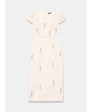 Mint Velvet Embellished Jacquard Midi Dress