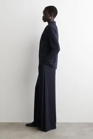 Cos Fluid Jersey Wide-leg Pants - Navy