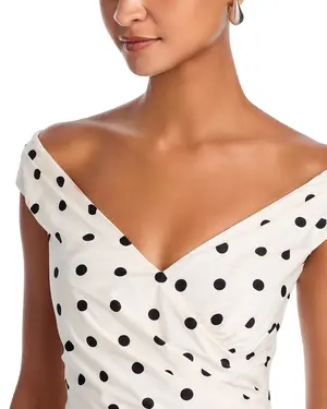 SELF-PORTRAIT Polka Dot Cotton Midi Dress