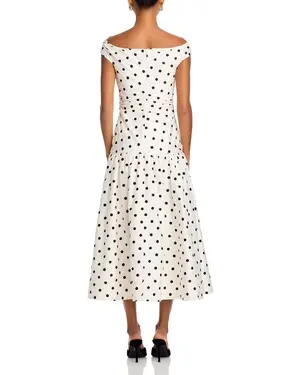 SELF-PORTRAIT Polka Dot Cotton Midi Dress