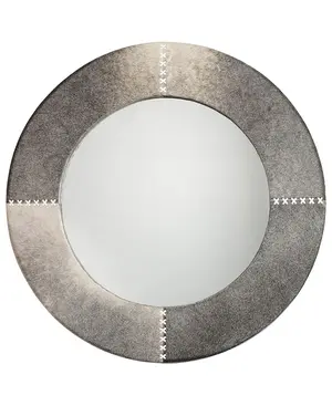 JAMIE YOUNG CO. Round Cross Stitch Mirror - Grey