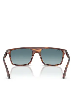 Ray-ban Square Frame Sunglasses - Striped Havana/blue Grey