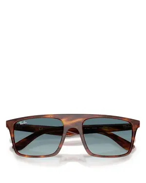 Ray-ban Square Frame Sunglasses - Striped Havana/blue Grey