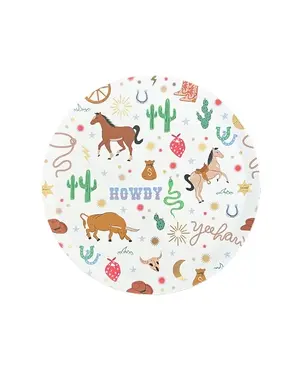 JOLLITY & CO Yeehaw Cowboy Small Paper Plates, Set Of 8 - Multicolor