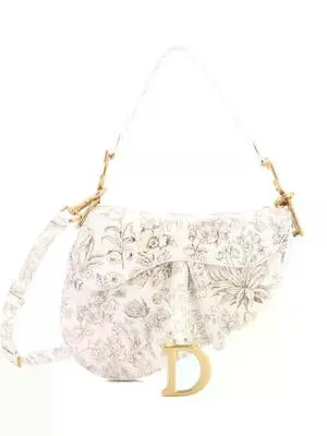 Dior Saddle Bag With Strap Printed Leather Medium Shoulder Bag - Multicolour