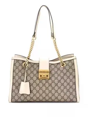 Gucci Padlock Chain Gg Coated Canvas Medium Tote Bag - Neutrals