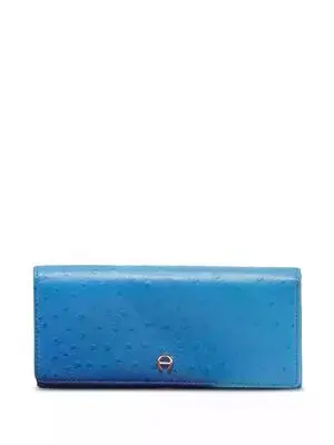 AIGNER Continental Ostrich-embossed Leather Wallet - Blue