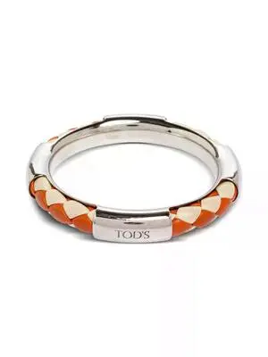 TOD'S Leather Woven Bracelet - Silver