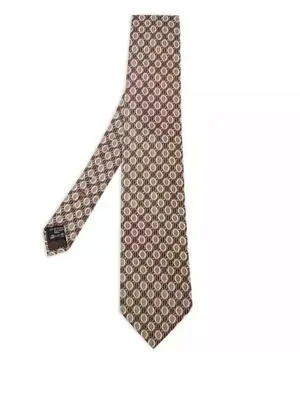 Ermenegildo Zegna Geometric-pattern Neck Tie - Brown