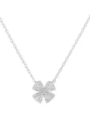LB EXCLUSIVE 14k White Gold Diamond Clover Pendant Necklace