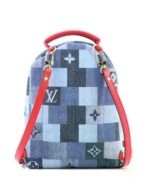 LOUIS VUITTON Palm Springs Damier And Monogram Patchwork Denim Mini Backpack - Blue