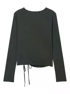 TOUT A COUP Tie Detail Gathered Top - Grey