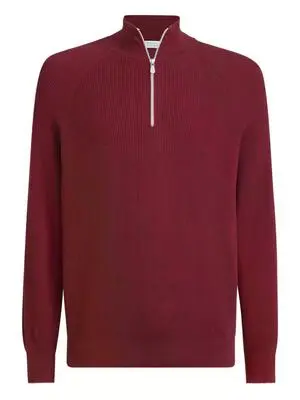 Brunello Cucinelli Rib Half Zip Jumper - Red