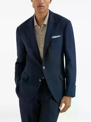 Brunello Cucinelli Notched-lapels Blazer - Blue