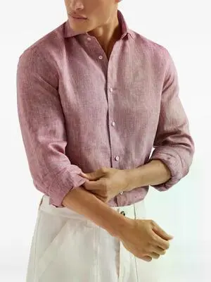 Brunello Cucinelli Spread-collar Linen Shirt - Red