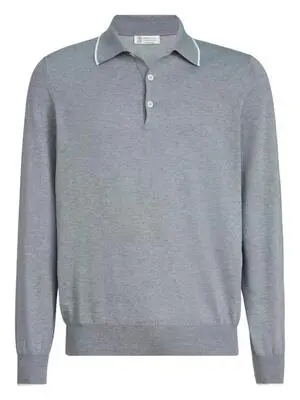 Brunello Cucinelli Long-sleeve Button-fastening Polo Shirt - Grey