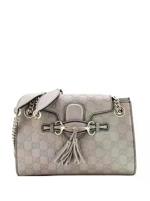 Gucci Emily Chain Flap Ssima Leather Small Shoulder Bag - Grey