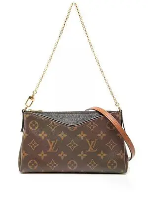 LOUIS VUITTON 2016 Monogram Pallas Clutch Satchel - Black